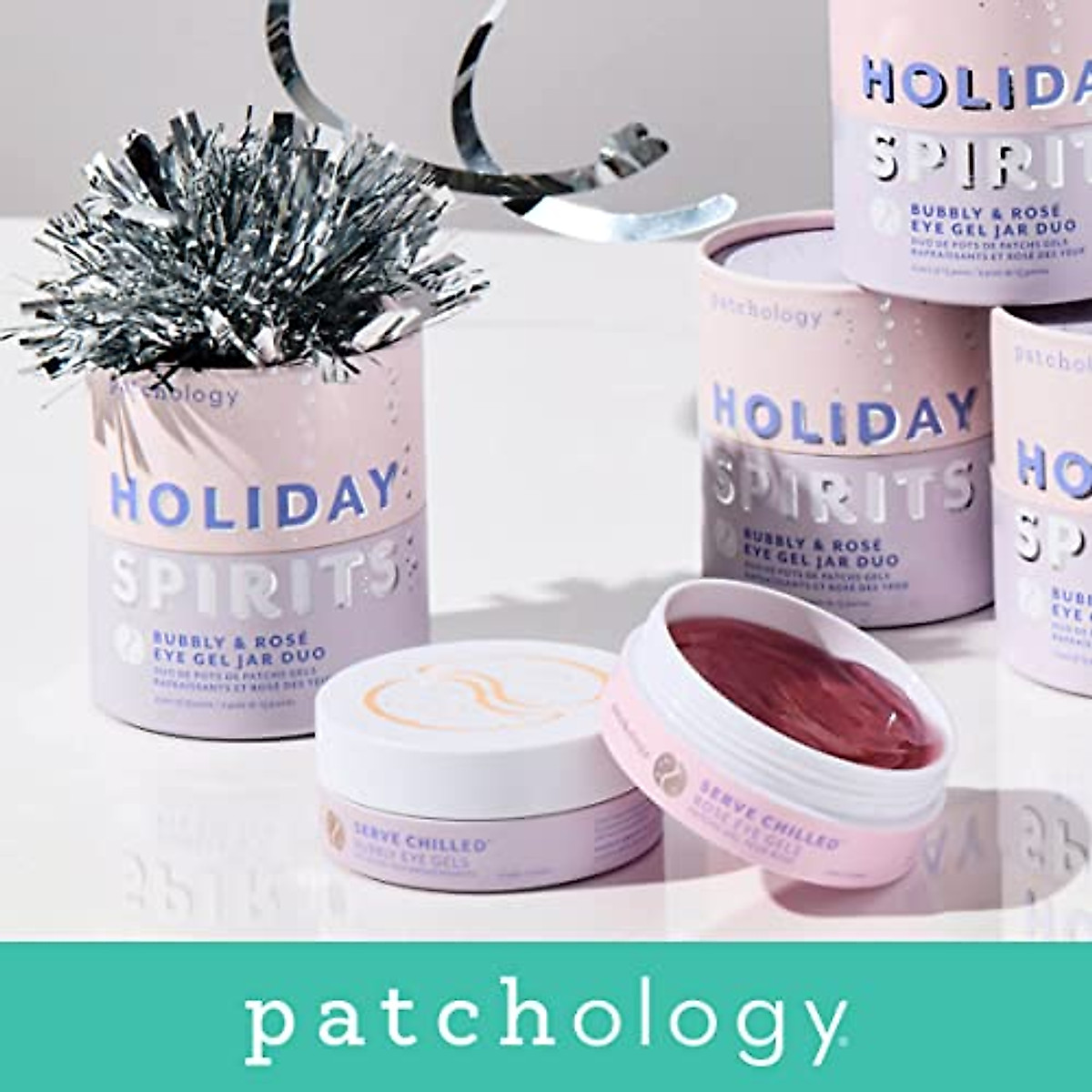 Patchology Holiday Spirits skincare gift set for men and women – 30 Under Eye Patches. Serve Chilled Bubbly and Rosé Eye Gels with Niacinamide, and Hyaluronic Acid for brightening, anti-aging. Perfect for gifts and stocking stuffers