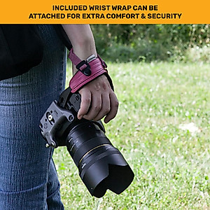 SPIDER HOLSTER - SpiderPro Camera Hand Strap v2 with Snap Assembly and Optional Wrist Strap – DSLR and Mirrorless Compatible (Graphite) - Vegan Leather + Memory Foam