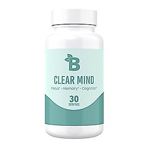 Bloom Nutrition Clear Mind | Nootropic Brain Booster Supplement with Lions Mane Mushroom, Alpha GPC, Ginseng, Ginkgo Bilboa, & Rhodiola Rosea | Supports Mental Clarity, Memory, & Focus | 60 Capsules