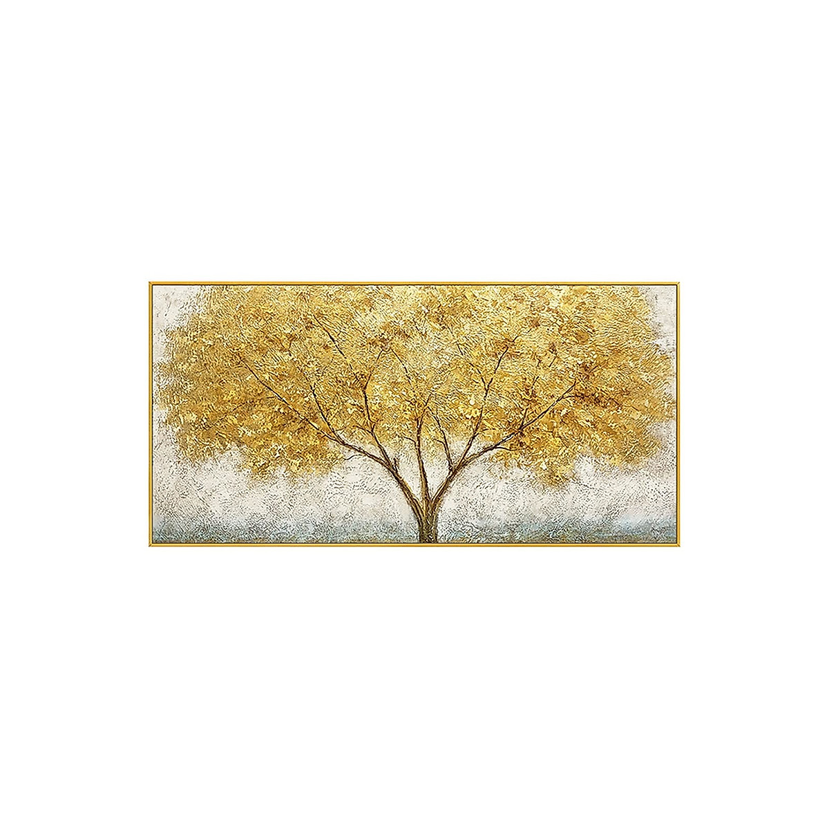 Gold Tree of Life Canvas Wall Art For Living Room -Hand Painted Gallery Wrapped Oil Painting for Bedroom-Framed 3D Wall Decoration for Office Kitchen 20x40 inches