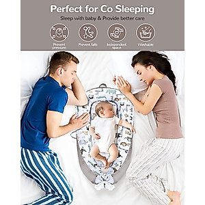 GIEFRNE Baby Nest Baby Lounger Newborn Bassinet Mattress for Baby 0-12M Portable Infant Floor Seat Co-Sleeping Baby Registry Search (Animal)