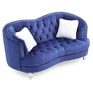 Glory Furniture Jewel Velvet Loveseat in Blue
