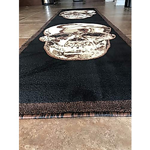 Skull Area Rug Brown & Black Carpet King Design 134 (2 Feet X 7 Feet 3 Inch)