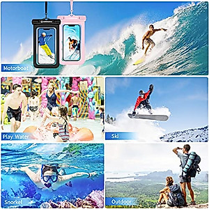 OMMOIRAI Lanyard Waterproof Phone Pouch For Beach, Universal Under Water Proof Case for Iphone 13 12 11 Pro Max Xs Xr X Se 8 7 6 6s Samsung Galaxy S9 S7 J7, Ipx8 Cell Phone Dry Bag (Black&Blue) 2 Pack