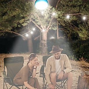 JIATELIN LED Rechargeable Camping Latern -Blue Solar Power Tent Light with 7 Light Modes, Power Bank, USB Charger Outdoor, Hiking, Home and Powered Emergency Failure Hurricane Hanging