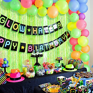 KatchOn, Neon Green Streamers Backdrop - XtraLarge, 3.2x8 Feet | Lime Green Foil Fringe Curtain for Neon Party Decorations, Neon Party Supplies | Neon Fringe Curtain for Lime Green Party Decorations