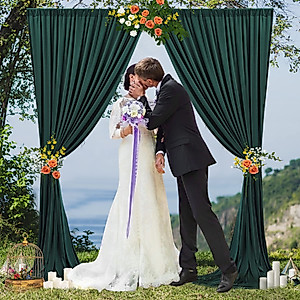 10ftx10ft Hunter Green Backdrop Curtains for Parties Weddings Baby Shower Dark Green Curtain Backdrop Birthday Event Party Photo Booth Backdrop Wrinkle Free Fabric Background 5ftx10ft, 2 Panels