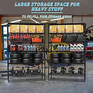 Dlewmsyic 6 Tier NSF Certified Metal Storage Shelving Unit,48D x 18W x 78H Load 2100lbs,Adjustable Metal Shelving for Restaurant Kitchen Bathroom Garage,Commercial Grade Shelves Organizer, Black