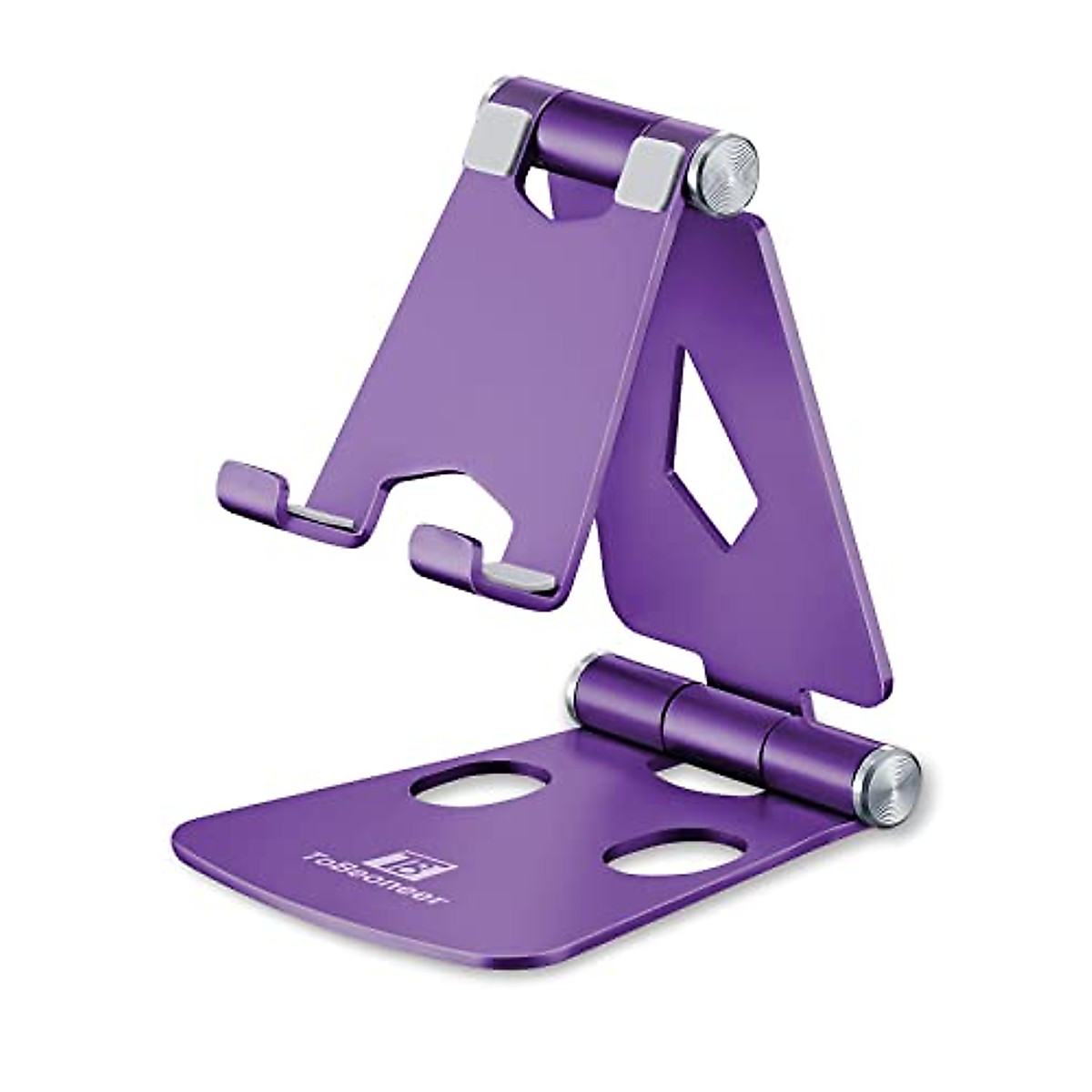 Tobeoneer Adjustable Cell Phone Stand Phone Holder for Desk, Portable Small Size Desktop Dock for iPhone 13 12 11 XR XS X 8 7 6 Plus Samsung Google, Office Home Décor (Purple)