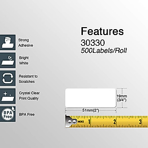 BETCKEY - Compatible DYMO 30330 (3/4" x 2" Removable) Multipurpose/Return Address Labels - Compatible with Rollo, DYMO Labelwriter 450, 4XL & Zebra Desktop Printers[10 Rolls/5000 Labels]