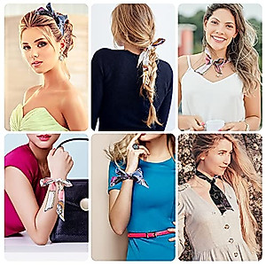 Yolev 12 Packs Satin Fashion Narrow Handbag Handle Wrap Ribbon Neckerchief Scarf for Women (Mixed Styles)
