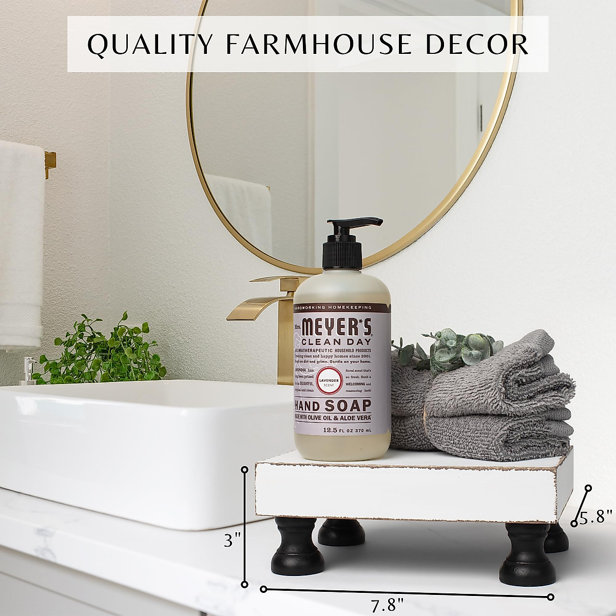 KIBAGA Decorative Wood Riser For Display - Beautiful Wooden Farmhouse Pedestal Stand Uniquely Displays Your Decorations - The Perfect Display Tray for Your Home and Kitchen Decor