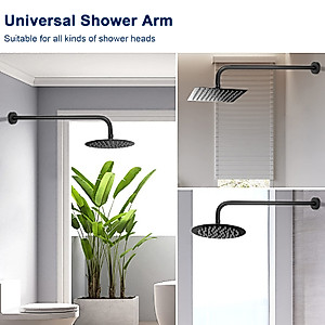 NearMoon Shower Arm, Extra Fixed Arm with Flange, Stainless Steel Wall-Mounted ShowerHead Arm (20 Inch, Matte Black)