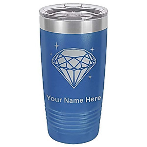 LaserGram 20oz Vacuum Insulated Tumbler Mug, Diamond, Personalized Engraving Included (Dark Blue)