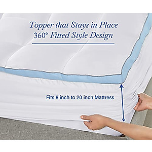 Extra Thick King Size Cooling Mattress Topper, Plush King Size Pillow top Mattress Topper for Bed, Very Thick Mattress Pad Cover