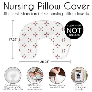 Sweet Jojo Designs Baseball Sports Nursing Pillow Cover Breastfeeding Pillowcase for Newborn Infant Bottle or Breast Feeding (Pillow NOT Included) - Red and White Americana