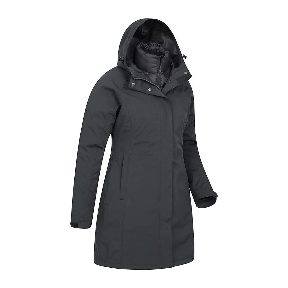 Mountain Warehouse Alaskan Womens Long 3 in 1 Jacket Jet Black Womens Size 8 US