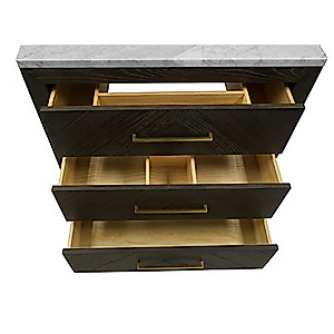 Avery 36-inch Bathroom Vanity (Carrara/Dark Oak): Includes Dark Oak Cabinet with Stunning Carrara Marble Countertop and White Ceramic Sink