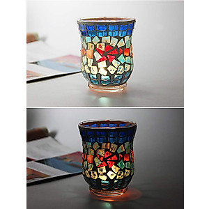 Blue Small Fish Mosaic Glass Tea Light Candle Holder Romantic Handmade Gifts Votive Candleholder Christmas Candlestick Holders Table Centerpieces Home Decor Wedding Party Table Decorations