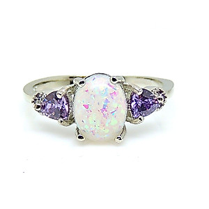 Ginger Lyne Collection Celia Oval Simulated Fire Opal Purple Cz Ring Statement Engagement