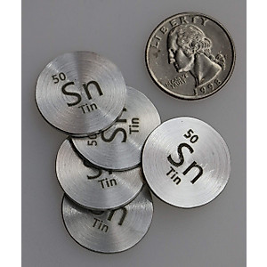 Tin (Sn) 24.26mm Metal Disc 99.9% Pure for Collection or Experiments