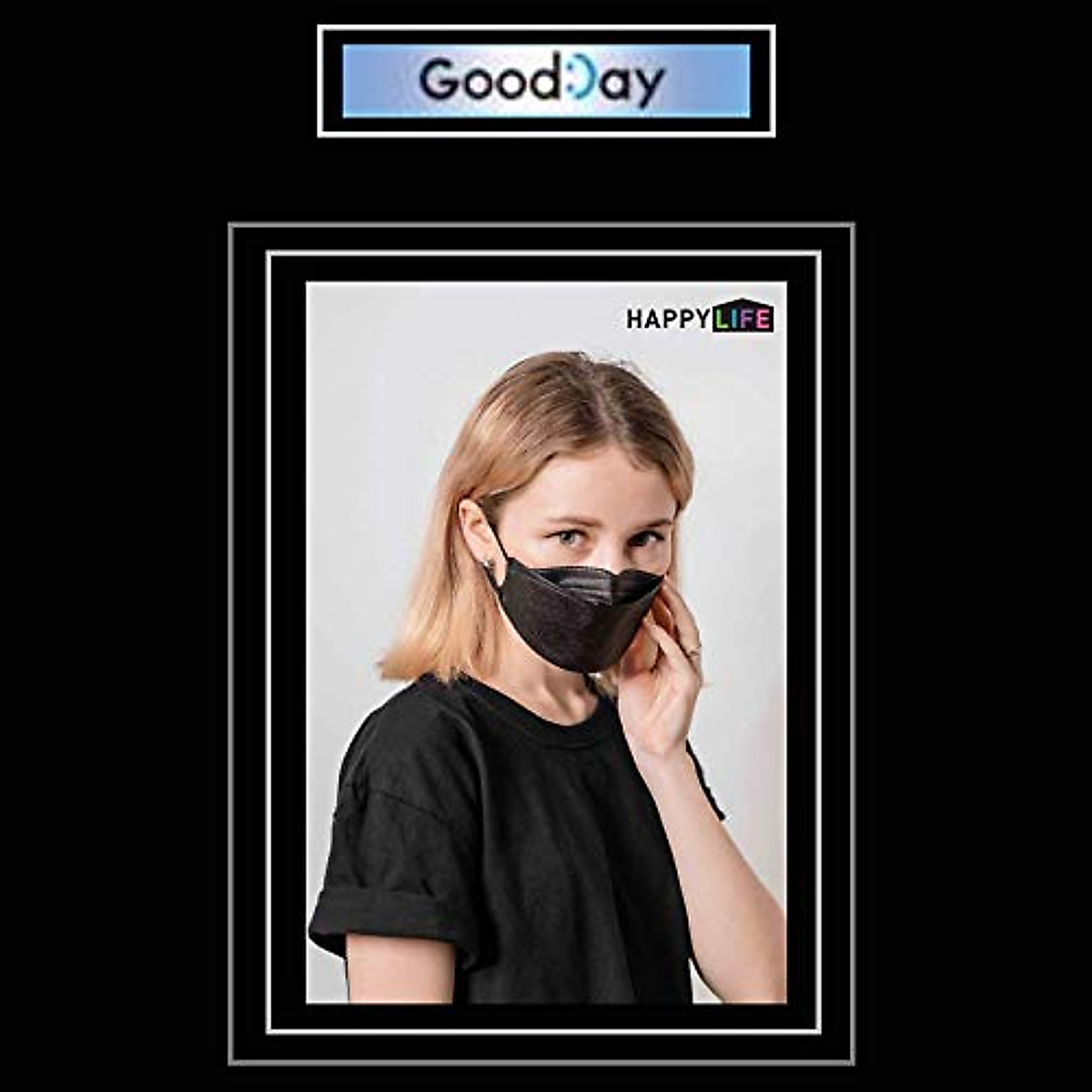 (Pack of 20) (10PCS BLACK,10PCS WHITE Combo set) [Good day] Premium 3D Disposable BLACK AND WHITE KF94 Face Mask, Protective Covering Dust Mask, Individual Packs, Made in Korea.