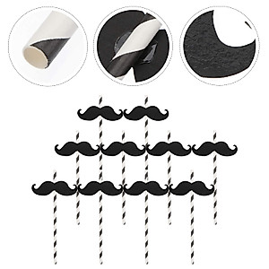 ABOOFAN Wedding Decor 40 Pcs Mustache Party Moustache Paper Straw Little Man Straw Decor Christmas Paper Straws Straws Striped Paper Coffee Decor