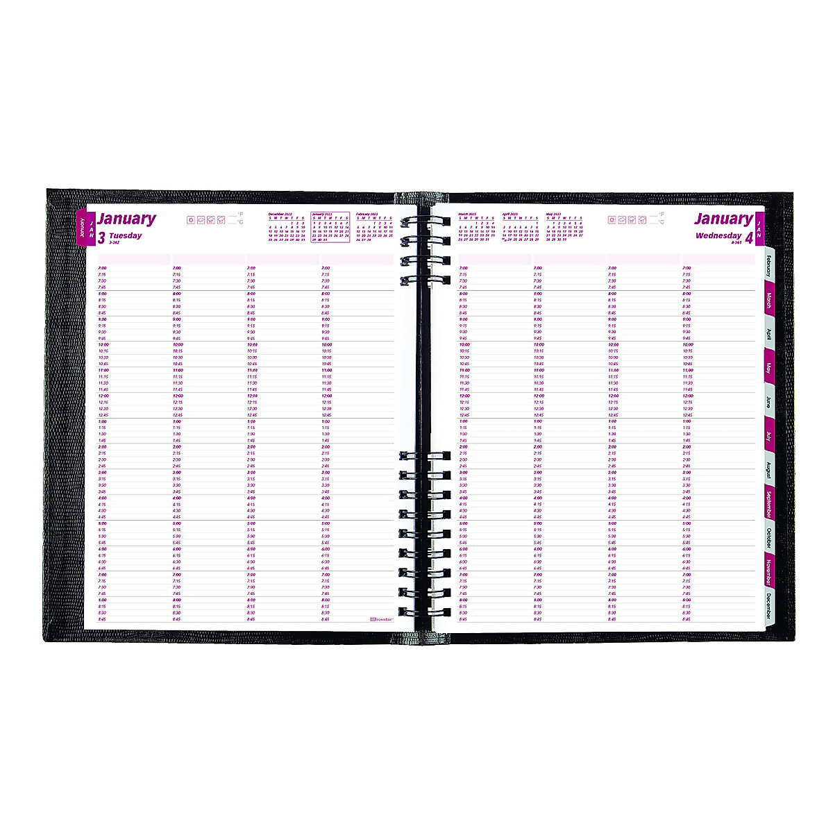 Brownline 2023 CoilPro Daily Professional Planner, Four-Person Appointment Book, 12 Months, January to December, Twin-Wire Binding, 11" x 8.5", Black (CB960C.BLK-23)
