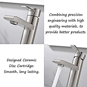 VCCUCINE Modern Commercial Brushed Nickel Single Hole Single Handle Bathroom Faucet, Laundry Vanity Sink Faucet With Two 3/8" Hoses