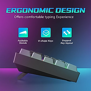 Taiahiro 60% Mechanical Gaming Keyboard, RGB Backlit 68 Keys Ultra-Compact Wired Keyboard with Blue Switch, Full Anti-Ghost, Type-C, Portable Mini Office Keyboard for PC Laptop Win/Mac, Black&Gray