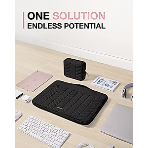 BAGSMART 13-14 inch Laptop Sleeve with Handle, Puffy Padded Laptop Case with Accessories Bag, MacBook Case Sleeve Fitted with MacBook Air Pro 13.3 inch 14 inch, Computer Sleeve Fitted with Dell,HP