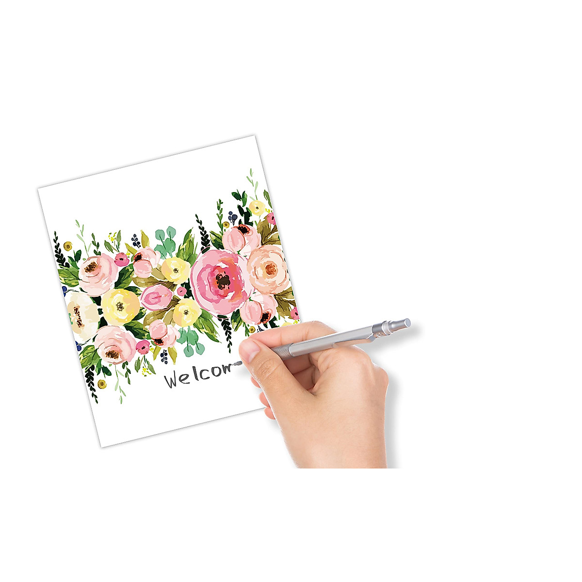 Table Place Card, Watercolor Floral Themed Tent Style Cards, Pack of 25 Half-Fold Reception Place Cards, Perfect for Wedding, Bridal & Baby Shower, Party, Birthday, Banquet and Special Events A39