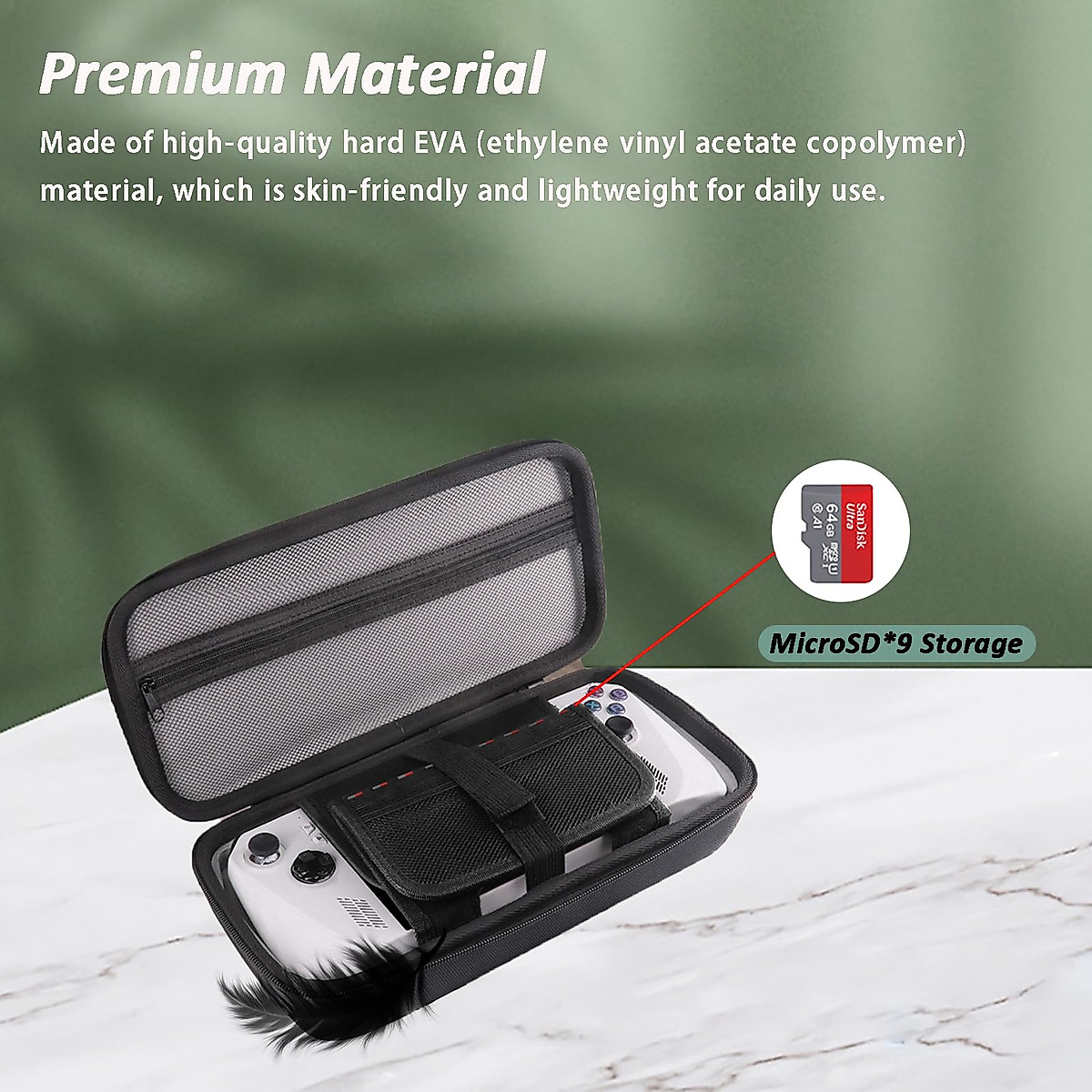 Miimall Case for ROG Ally X 2024 / ROG Ally Carrying Case, EVA Hard Travel-Friendly Large Capacity Case with Portable Strap Storage Carry Case for Asus ROG Ally X / ROG Ally Handheld Accessories Black