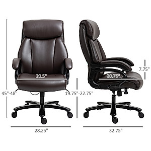 Vinsetto Big and Tall Executive Office Chair 396lbs with Wide Seat, Home High Back PU Leather Chair with Adjustable Height, Swivel Wheels, Brown