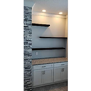 Joel's Antiques Floating Wall Shelf, Wood Decor & Long Shelf for Fireplace Mantel, Bookshelf, Bedroom, & Farmhouse - Wall-Mounted Rustic Stand, Wooden Hanging Display - Black, 72" x 10" x 2"