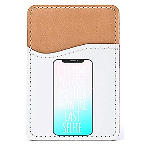 DistinctInk Adhesive Phone Wallet / Card Holder – Universal Vegan Leather Credit Card ID Adhesive Sleeve, Travel Light with Essential Items - Time To Look Prettier Than the Last Selfie