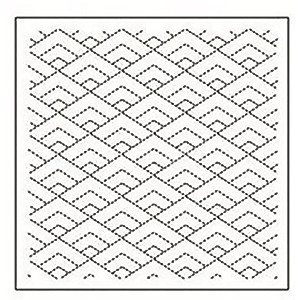 Sashiko Fabric - Pre-Printed Panel - 6 Block Traditional Design Sampler - Indigo Kona Cotton