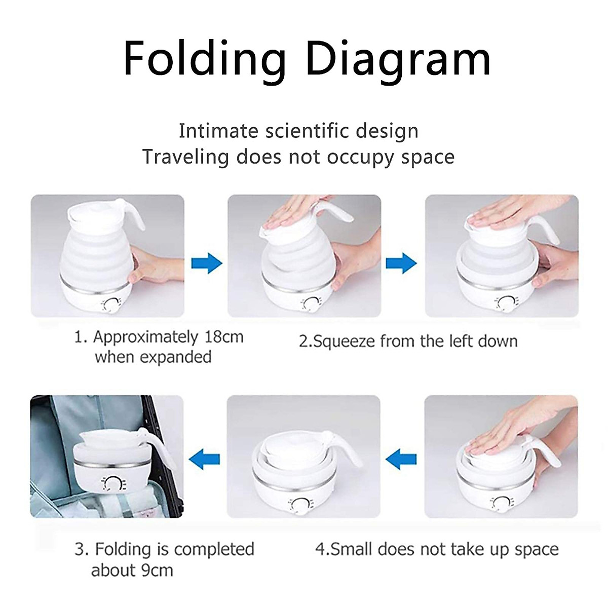 Travel Electric Kettle,600ML Collapsible Small Electric Kettle,Portable Kettle with Temperature Control,Multifunctional Mini Kettle for Boiling Water,Hot Water Kettle with Keep Warm & Delay Start