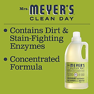 MRS. MEYER'S Clean Day Liquid Laundry Detergent, Biodegradable Formula Infused with Essential Oils, Lemon Verbena, 64 oz - Pack of 2 (128 Loads)