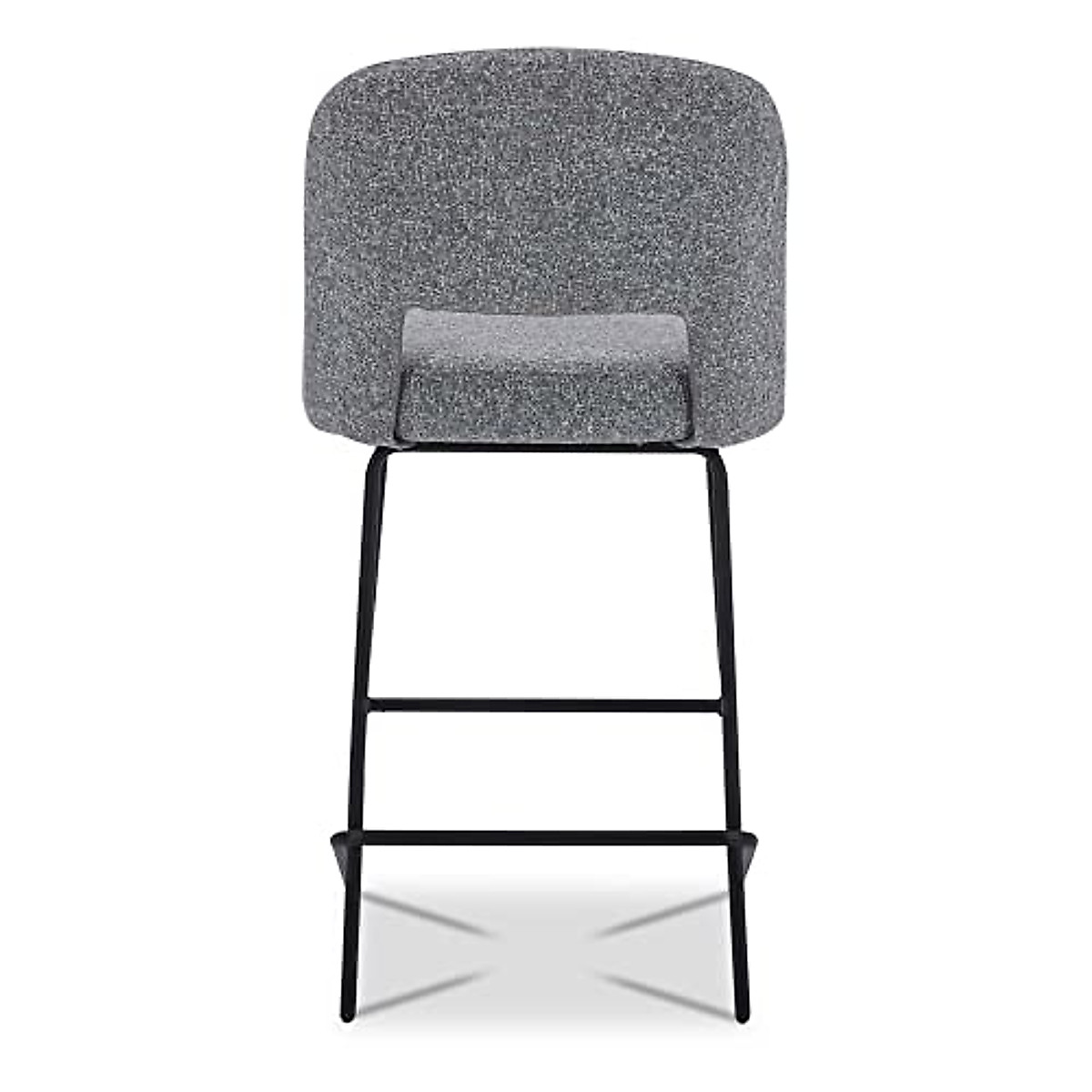 Watson & Whitely Modern Bar Stools, Fabric Upholstered Bar Stool with Back, Metal Legs in Matte Black, 26" H Seat Height, Set of 2, Grey (Multi-Colored)