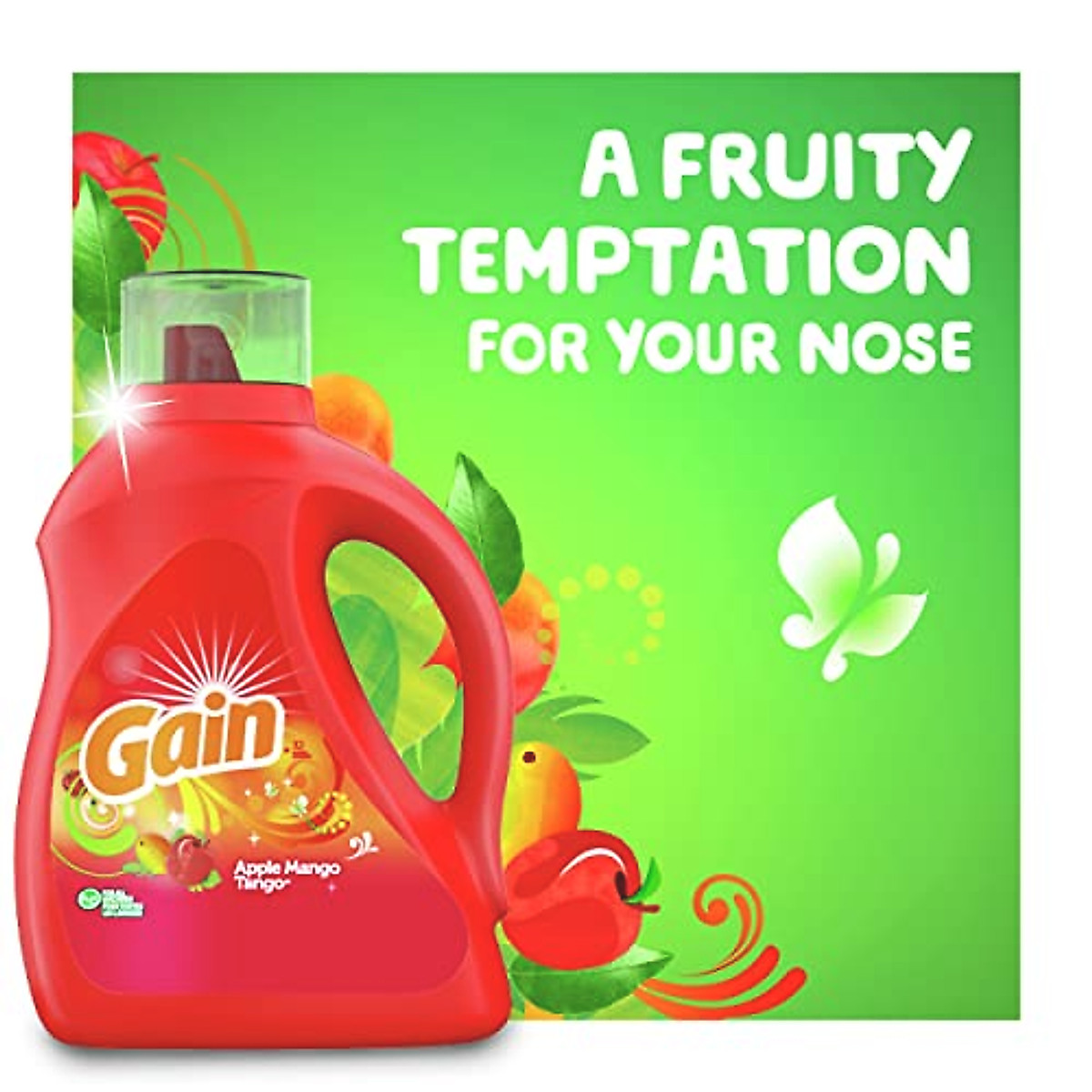 Gain + Aroma Boost Liquid Laundry Detergent, Apple Mango Tango Scent, 107 Loads, 154 fl oz, HE Compatible