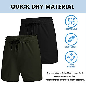 COOFANDY Shorts for Men 2 Pack 7" Quick Dry Gym Workout Shorts Training Running Jogger with Pockets (Black/Olive Green, X-Large)