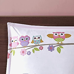 Mi Zone Kids Wise Wendy Bag in A Bag Sets For Girls, Owl Kids Girl Bedding Set – Ultra Soft Microfiber Childrens Bedroom Bed Comforters, Full, White 8 Piece