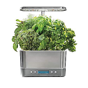 AeroGarden Harvest Elite - Stainless Steel & Heirloom Salad Greens Seed Pod Kit, 6