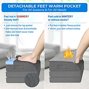 Foot Rest Under Desk for Office Use, Gel Memory Foam Foot Stool with 3 Adjustable Heights and Feet Warm Pocket for Back, Hip, Legs Discomfort Relief, Ergonomic Footrest for Office Chair & Gaming Chair