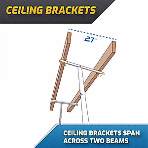 MonsterRax Overhead Garage Storage Rack - Heavy Duty Racks for Garage with 500 lb Capacity, Easy Garage Shelving, Adjustable, Ceiling Mount Storage Shelves 4x6 White (24"-45")