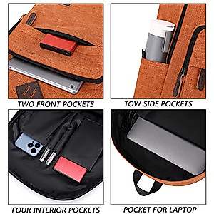 KYALOU Laptop Backpack, Lightweight Bookbag Casual Daypack for Men and Women, College with USB Charging Port - Light Brown