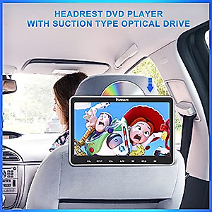 NAVISKAUTO 10.1'' DVD Player for Car with HDMI Input Wall Charger Headphone, Car DVD Player with Headrest Mount Support 1080P Video, MP4, USB/SD Card, AV in & AV Out, Region Free, Last Memory
