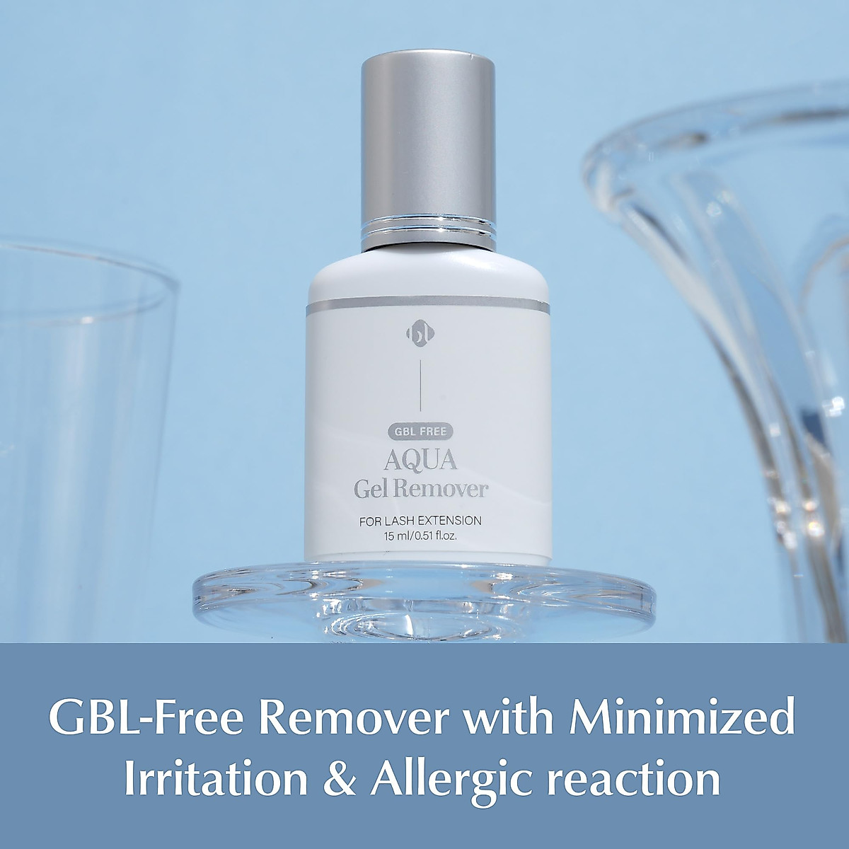 BL Lashes Gel Lash Glue Remover For Eyelash Extension, Alcohol Acetone GBL Free, Low Irritation, Suitable for Sensitive Skin, Fast Action Dissolves Strong Glue in 2 Minutes, 0.51 oz