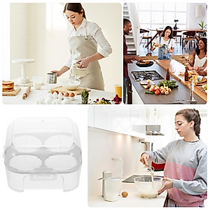 Compartment Egg Holder 3pcs Egg Travel Box Fresh Chicken Egg 4 Lattices Tray with Cover Lid Portable Egg Container for Home Shop Picnic Outdoor Egg Storage Box